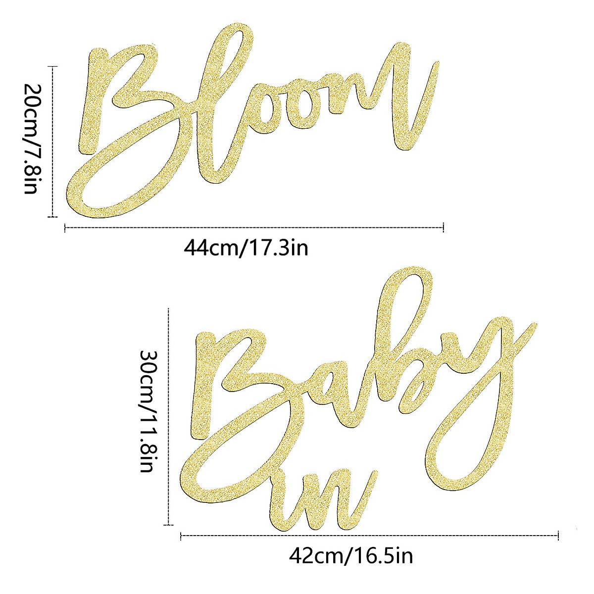 Gold Baby In Bloom Sign, Wooden16”x12” Baby Shower Party Sign with Gold Glitter for Boy/Girl Baby Shower Decorations Gender Reveal Backdrop Party Photography Background