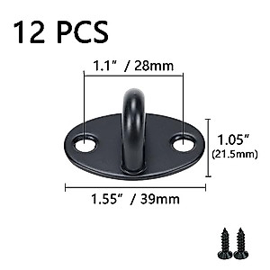 Dnyta 12 Pack Black Pad Eye Plate U Hooks Wall Mount Stainless Steel Ceiling Hooks Heavy Duty for Hanging Plants Lights