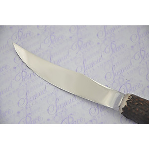 Six Cased Genuine Stag Horn/Antler Handle Steak Knives Made in Sheffield England Free Engraving