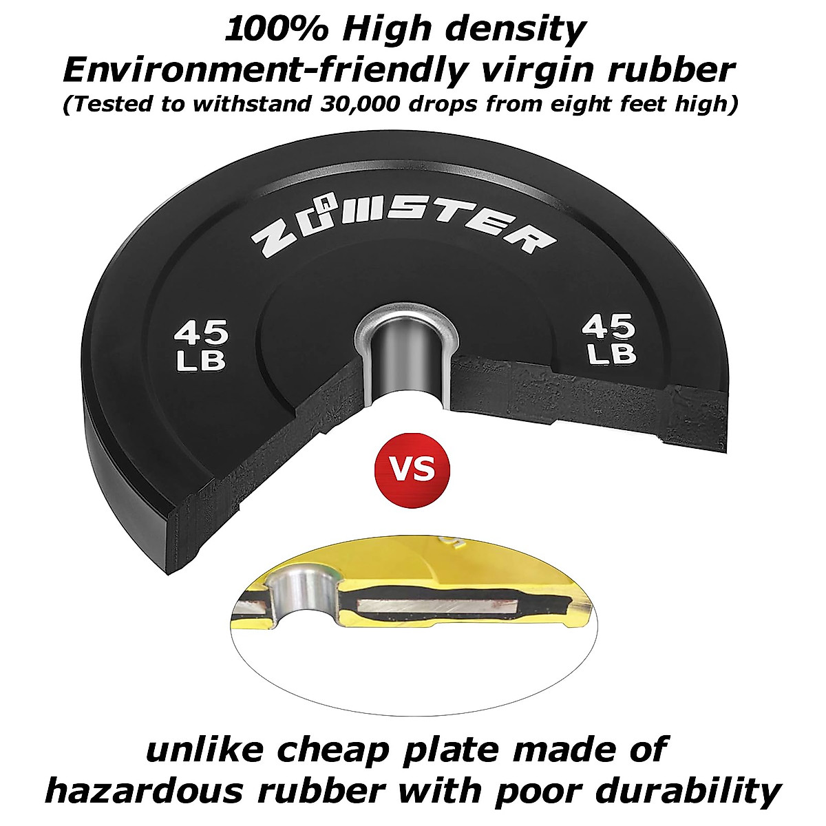 10LB 25LB 45LB Bumper Plate Olympic Weight Plate Bumper Weight Plate with Steel Insert (160LB Weight Set)