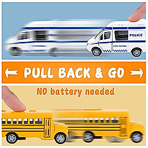 KIDAMI Die-cast Metal Toy Cars Set of 5, Openable Doors, Pull Back Car, Gift Pack for Kids (Official Car)