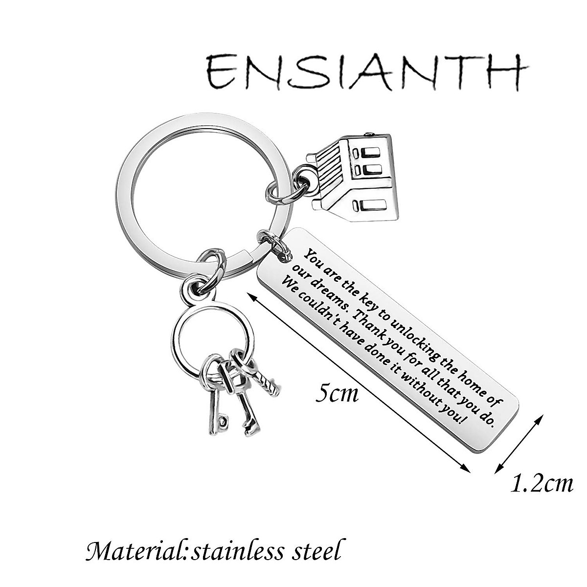 ENSIANTH Realtor Keychain Thank you Realtor Keychain Real Estate Agent Gift Buying and Selling Keychain (Realtor bar Key)