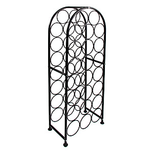 PAG 23 Bottles Arched Freestanding Floor Metal Wine Rack Wine Bottle Holders Stands, Black