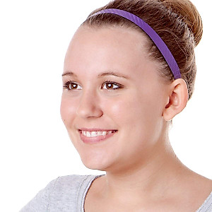 Hipsy 3pk Women's Adjustable NO SLIP WORKOUT Headbands Multi Multi Pack (Purple/Silver/Navy)