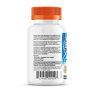 Doctor's Best High Absorption Iron with Ferrochel, Gentle on The Stomach, Immune Health, Blood Health, 27 mg