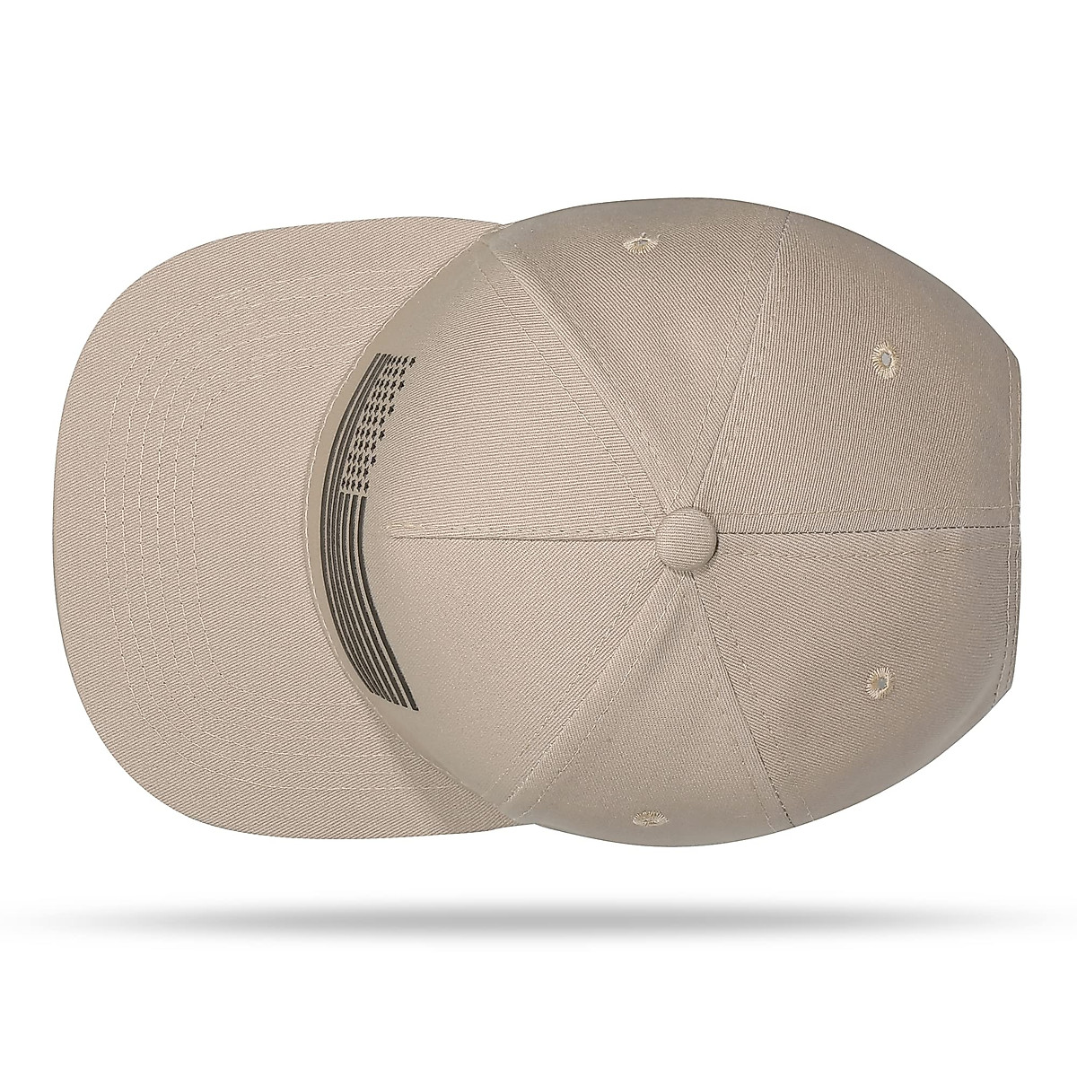 UALON Baseball Cap, Snapback Trucker Hat for Men & Women with American Flag and Adjustable, Breathable Mesh, Flat Bill Hats Khaki