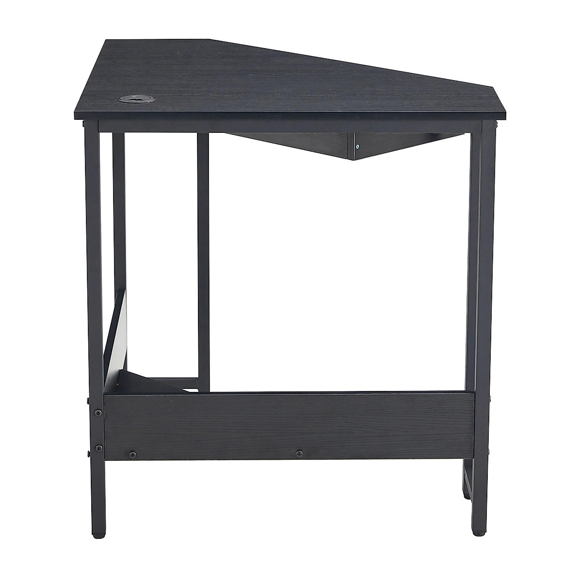Aienid MDF Black Computer Desk Triangle Computer Desk,Corner Desk with Smooth Keyboard Tray& Storage Shelves,Compact Home Office,Small Desk with Sturdy Steel Frame As Workstation for Small Space