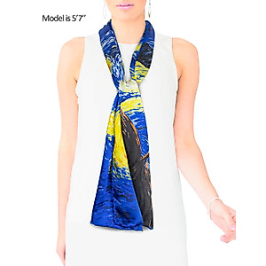 Dahlia Women's 100% Luxury Long Silk Scarf - Van Gogh Starry Night