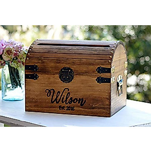 Personalized Wedding Card Box Rustic Card Holder with Slot Wedding Keepsake Box Lockable