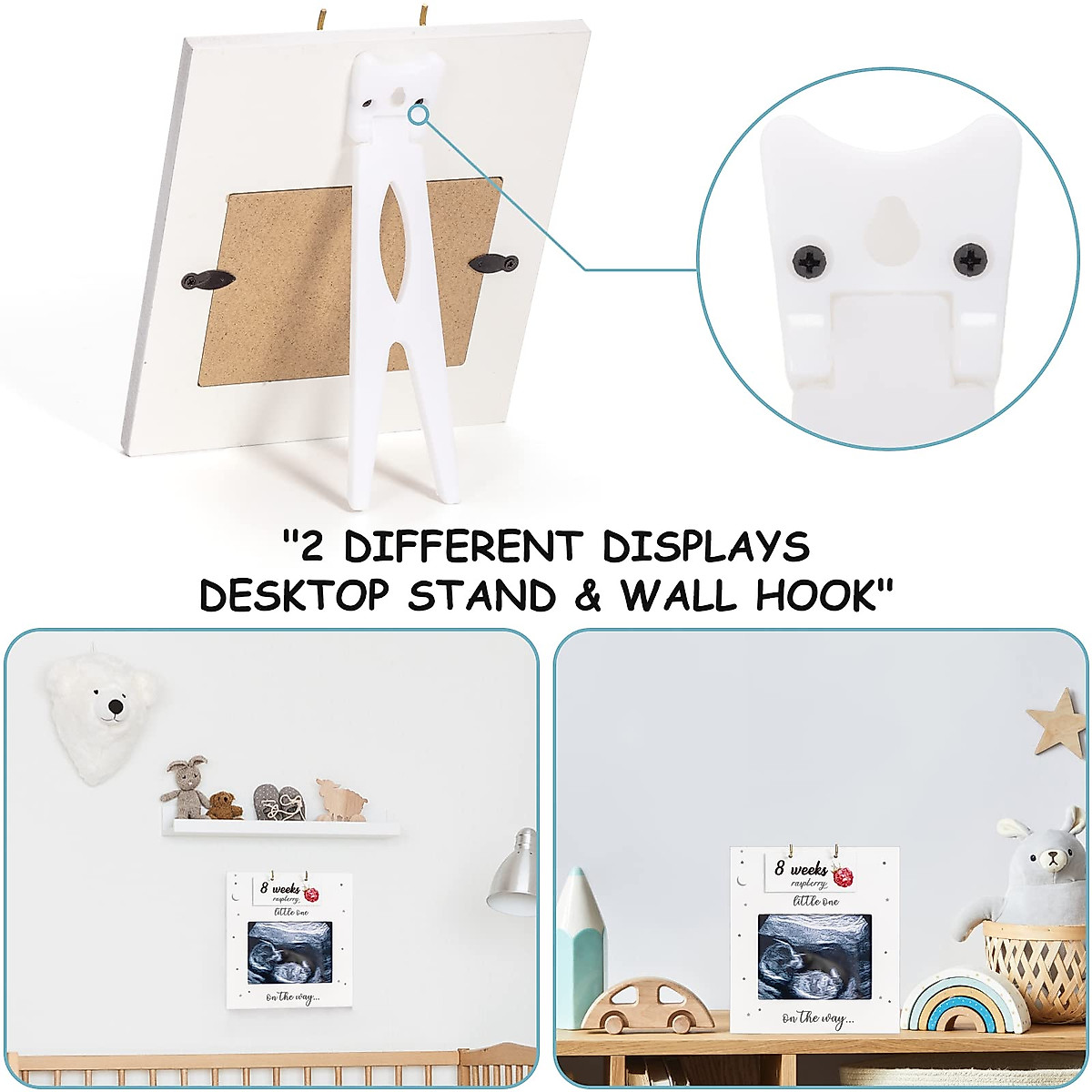 Ultrasound picture Frame, Sonogram Picture Frame with Belly Bump Fruit and Vegetable Signs, Expecting Parents to be Unique Gifts for Pregnant Women, Pregnancy Milestone to Track Baby Grow, White