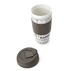DFL 16 Ounce Double Wall Coffee Mugs, 2 Pack, Brown/Coffee Talk