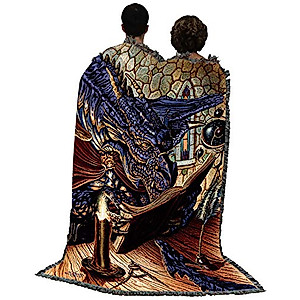 Pure Country Weavers A Good Book Dragon Blanket by Ed Beard Jr - Gift Fantasy Tapestry Throw Woven from Cotton - Made in The USA (72x54)