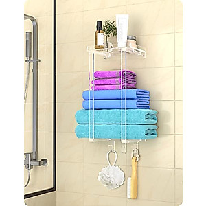 NPPLUS Towel Racks for Bathroom,Acrylic Clear Towel Rack Holder Wall Mounted, Towel Storage Organizer, Bath Towel Holder for Folded Large Towel Washcloths, Small Rolled Towels, Hand Towels