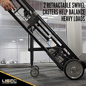 USCC Appliance Truck - Steel Hand Truck - Heavy Duty 1,000-1,200 Pound Capacity - Appliance Hand Dolly with Single Auto Recoil System - Heavy Duty Hand Truck - Appliance Dolly with Kickback Wheels