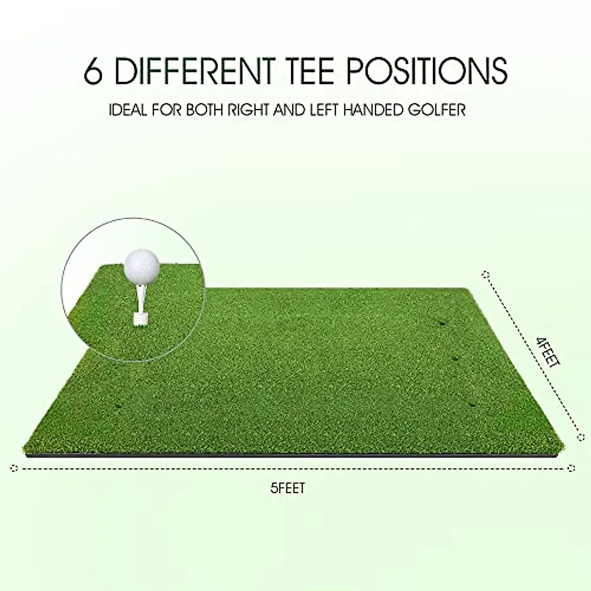 ToVii Golf Hitting Mat, 5x4ft Golf Mat, Golf Turf Practice Mat for Indoor & Outdoor, Golf Matt with 9 Golf Tees 6 Golf Balls 20 Golf Impact Tapes (5'X4' Thickened-24mm Style Includes Golf Ball Tray)