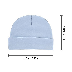 4 Sets Newborn Baby Caps Mittens Sleeping Hat and Gloves Beanie Infant Hats with Bow Baby Scratch Mitten Gloves for Boys Girls, Type 4