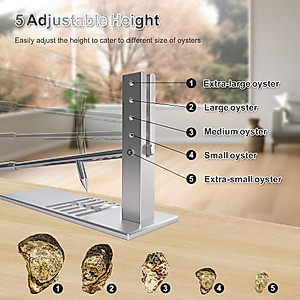 Oyster Shucker Tool Oyster Clam Opener Machine with 5 Adjustable Height, Stainless Steel Shucker Machine Tool Set Including Knife, Glove & G-Clip for Hotel Buffet and Home