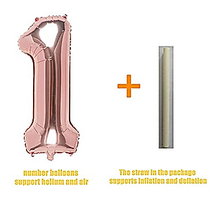 32 Inch Rose Gold Number 1 Balloons Foil Ballon Digital Birthday Party Decoration Supplies (Rose Gold Number 1 Balloon)