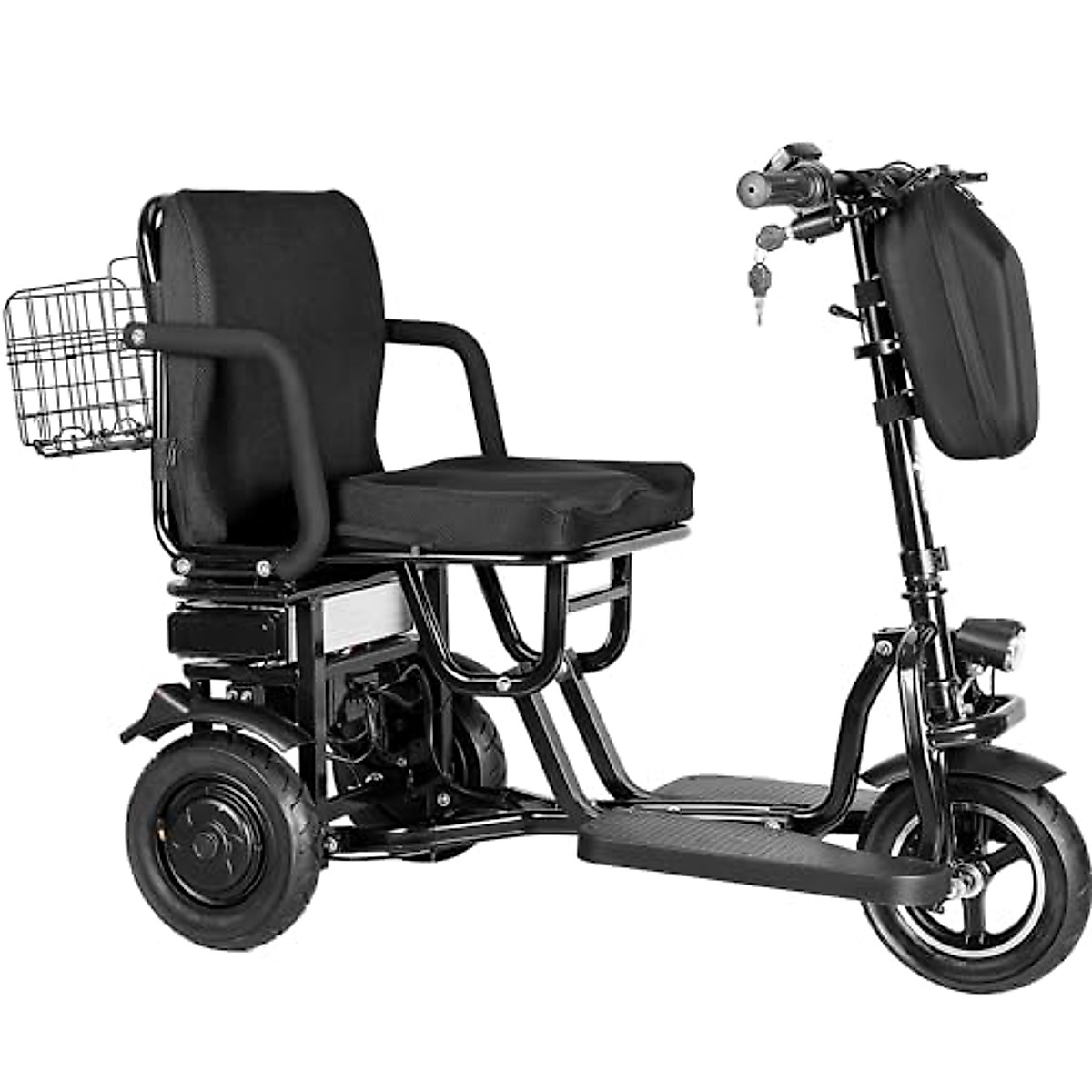 MotoTec Folding Mobility Electric Trike 48v 700w Dual Motor Lithium Black, 42x22x33 Inch, MT-FOLD-TRK-700