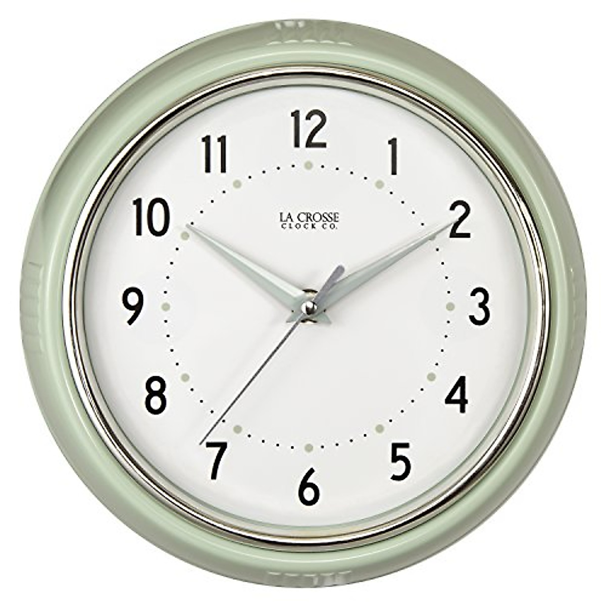 La Crosse Clock 9.5-inch Retro Diner Pistachio Green Quartz Wall Clock - 404-3024PH
