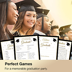 Papery Pop 2024 Graduation Party Games - Set of 4 Games for 30 Guests - Double Sided Cards - Graduation Party Supplies