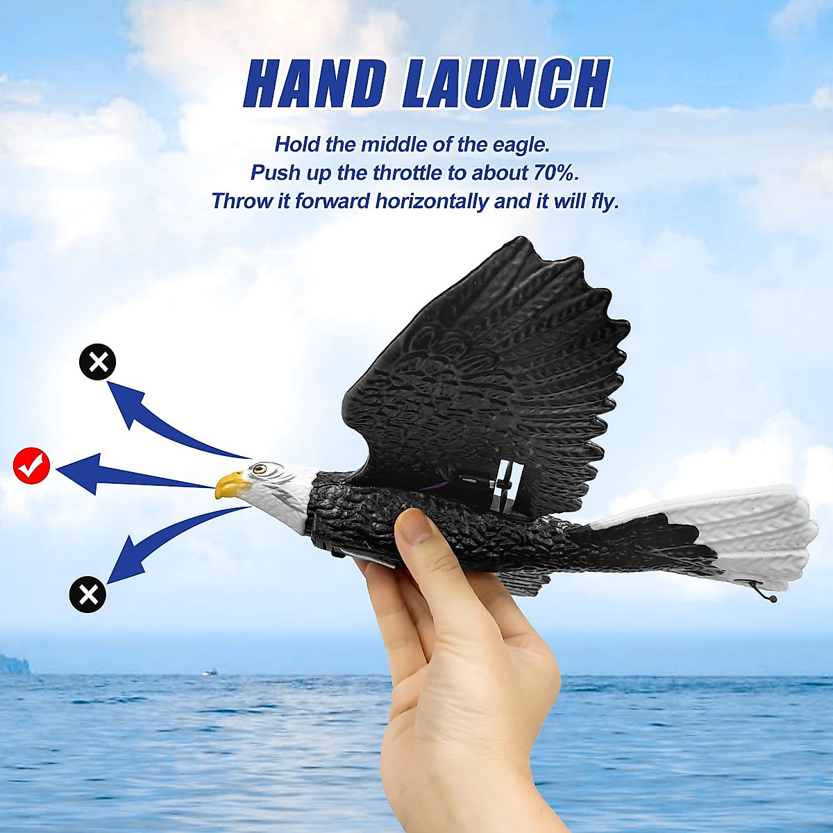 HAWK'S WORK RC Eagle, 2 CH RC Plane Ready to Fly, 2.4GHz Remote Control Airplane, Easy to Fly RC Glider for Kids & Beginners