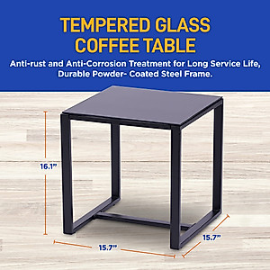 Patio Outdoor Rattan Furniture Set, 3 Pcs. Per Set - Includes 2 Single Chairs with Soft Cushion and 1 Glass-top Coffee Table, Black Weather-Resistant Resin Wicker Rattan