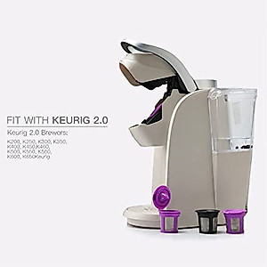 7-Pack Reusable Filter Cups For Keurig 2.0 & 1.0 Brewers Universal, Refillable K Cup Pod Coffee Filters fit Keurig K-Cup Brewers (Black)