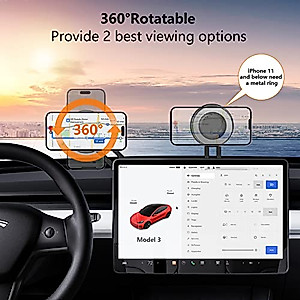 GOUNULI Tesla Phone Mount Holder,Car Phone Holder Mount Magnetic for Tesla Model 3/X/Y/S,Compatible with MagSafe Car Mount/iPhone 14/13/12/Samsung/Tesla Model 3 Accessories,Tesla Model Y Accessories