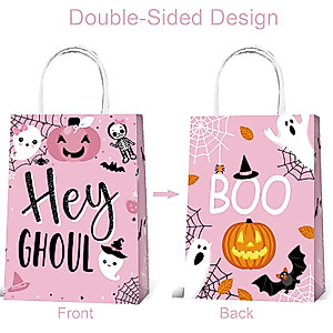 16 Pcs Halloween Party Gifts Bags Boo Gift Bags Pink Halloween Candy Bags Treat Bags Boo Theme Birthday Party Supplies for Halloween Party Favors