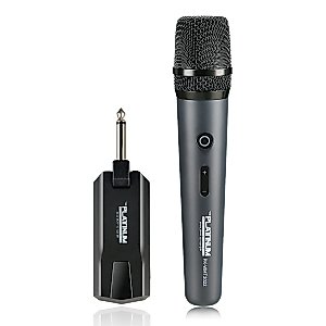The Platinum Wireless Microphone, UHF Handheld Dynamic Multipurpose Microphone with Volume Control and Rechargeable Receiver, Karaoke Mic for Speaker, Party, Church, Meeting, Wedding