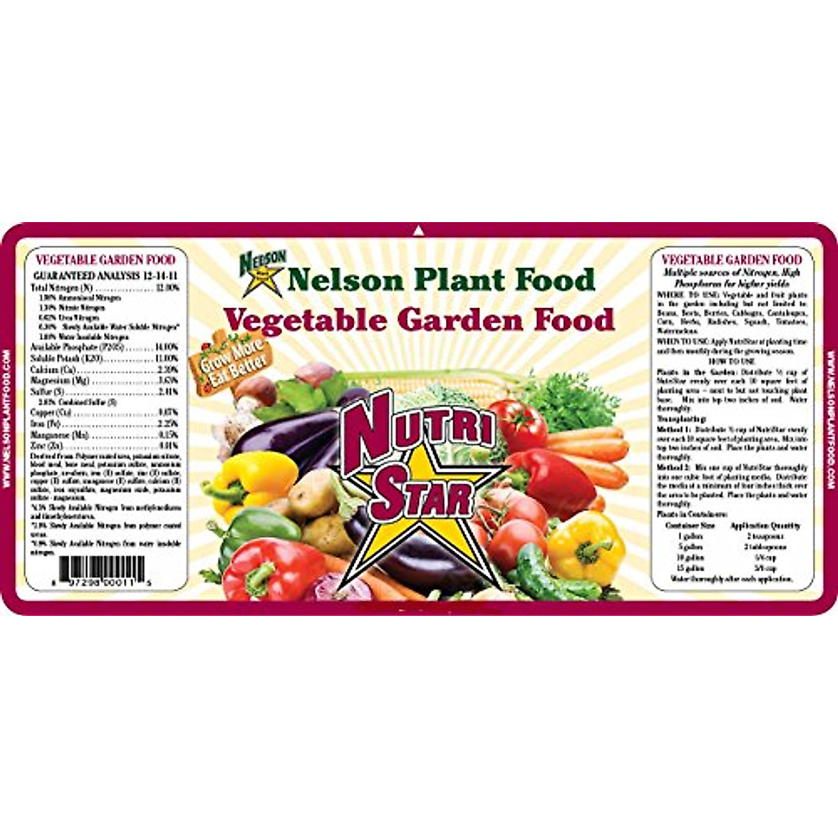 Nelson All Vegetable Garden Plant Food Granular Fertilizer Multi Purpose High Calcium Phosphorus Micronutrients In Ground Gardens Containers Greenhouses NutriStar 12-14-11 (2 LB)