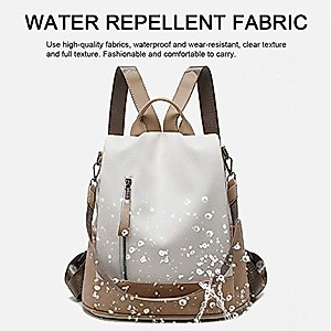 SAMAZ Women Purse Backpack Leather Anti-theft Bag Multipurpose Fashion Shoulder Handbags (White and Yellowish) Medium