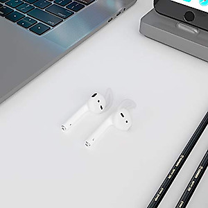 Ear Hooks Covers Anti Slip Soft Silicone Tips for Earphones Headphones Universal One Size - 5 Pairs (Black, Blue, Clear, Red, White)