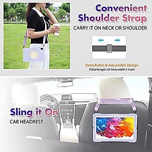 Tablet PC Case Kids Case Compatible with Samsung Galaxy Tab S7 FE 12.4 inch 2021 (SM-T730/T736),Soft Silicone Lightweight Case,with Hand Strap Shoulder Belt Rotatable Stand Cover Protective Cover (Co