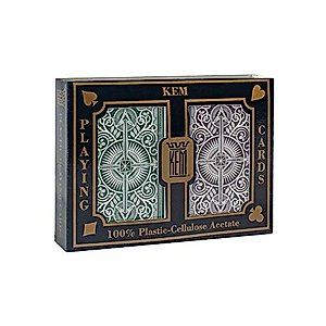 KEM Playing Cards Arrow Green and Brown, Bridge Size- Standard Index Playing Cards (Pack of 2) (1020681)