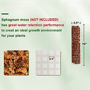 Bluepro 6 Pcs 15 Inch Plastic Moss Pole for Plants Monstera, 6×15'' Plant Poles for Climbing Plants, Plant Support for Indoor Plants Work with Sphagnum Moss