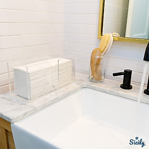 Sicily Guest Multifold Paper Towel Holder Dispenser Bathroom, Kitchen Countertop (10.75”W x 4.125”D x 5”H) 5mm Acrylic Napkin Holder for C-Fold, Z-Fold, Trifold Disposable Napkins in Home, Restaurant
