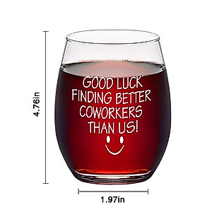 DAZLUTE Funny Farewell Gifts for Women Men Coworkers Colleagues Boss, Good Luck Finding Better Coworkers Than Us Stemless Wine Glass, Leaving Gift Going Away Gift for New Job Boss Day Christmas, 150z