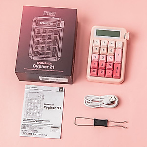EPOMAKER Cypher 21 Wireless Mechanical Number Pad, 18 Keys Numeric Keypad with Multifunction Knob, Single White Light, NKRO (Pink, Wisteria Linear Switch)