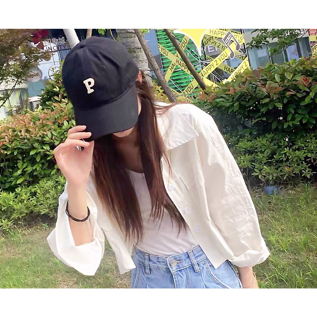Men Women Letter Embroidered Baseball Cap, Cotton Adjustable Strap Outdoor Casual Hip Hot Hats Black