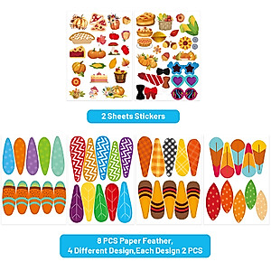 DIY Thanksgiving Turkey Craft Kits 12 PCS Fall Headbands Crowns Hats Party Decoration Supplies for Kids School Holiday Activity