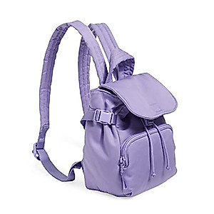 Vera Bradley Women's Cotton Utility Mini Backpack Purse, Lavender Petal - Recycled Cotton, One Size