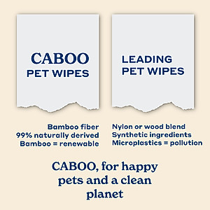Caboo Tree Free Pet Wipes for Dogs & Cats | Natural, Earth Friendly, Deodorizing, Hypoallergenic Cleaning Wipes for Eyes, Ears, Paws, & Face (Unscented, 2 Canisters, Total of 140 Jumbo Wipes)