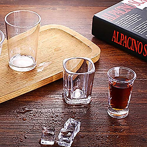 Ruckae 12 Pack Shot Glasses, 1 OZ Shot Glasses Set with Heavy Base, Clear Shot Glasses Set of 12(Cone Shaped)