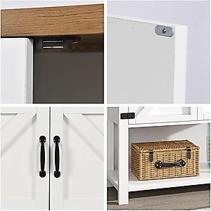 4ever2buy Farmhouse Coffee Bar Cabinet with Barn Doors, White Coffee Bar Stand with Storage, 36 inch Coffee and Tea Bar with Bottom Shelf for Living Dining Room