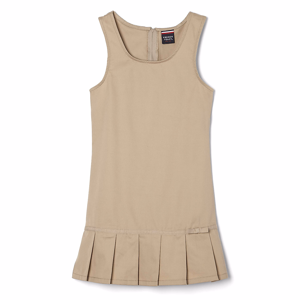 French Toast Girls' Big Pleated Ribbon Bow Jumper, Khaki, 7