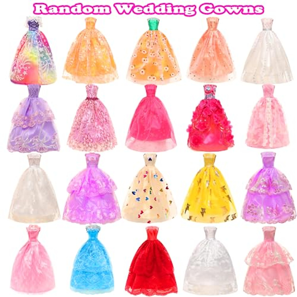 48 PCS Doll Clothes and Accessories 3 PCS Fashion Dresses 3 Tops 3 Pants 3 PCS Party Dresses 2 Sets Swimsuits Bikini 6 Braces Skirt 6 Necklace 10 Hangers and 15 pcs Shoes for 11.5 inch Doll