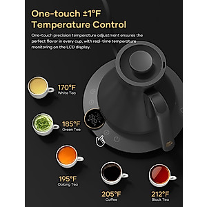 Cocinare Gooseneck Electric Kettle with Temperature Control, Pour Over Coffee & Tea, Retro Vintage Style 1200W for 180-sec Quick Boil Time, Stainless Steel Kettle Water Boiler, 30oz/0.9L (Dark Grey)