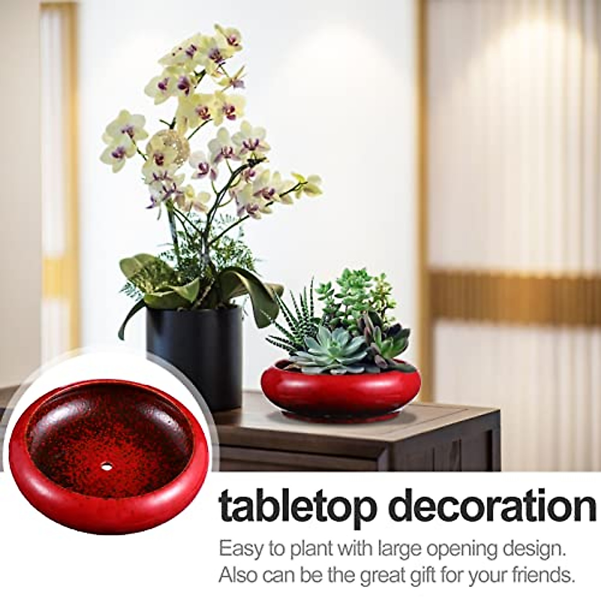 Funny Flower Pots Succulent Planters 1PC Retro Large Round Succulent Planter Pots Hydroponic Ceramic Vessel with Hole Bonsai Planter Bowl Plant Container Succulent Planter Bonsai Planter